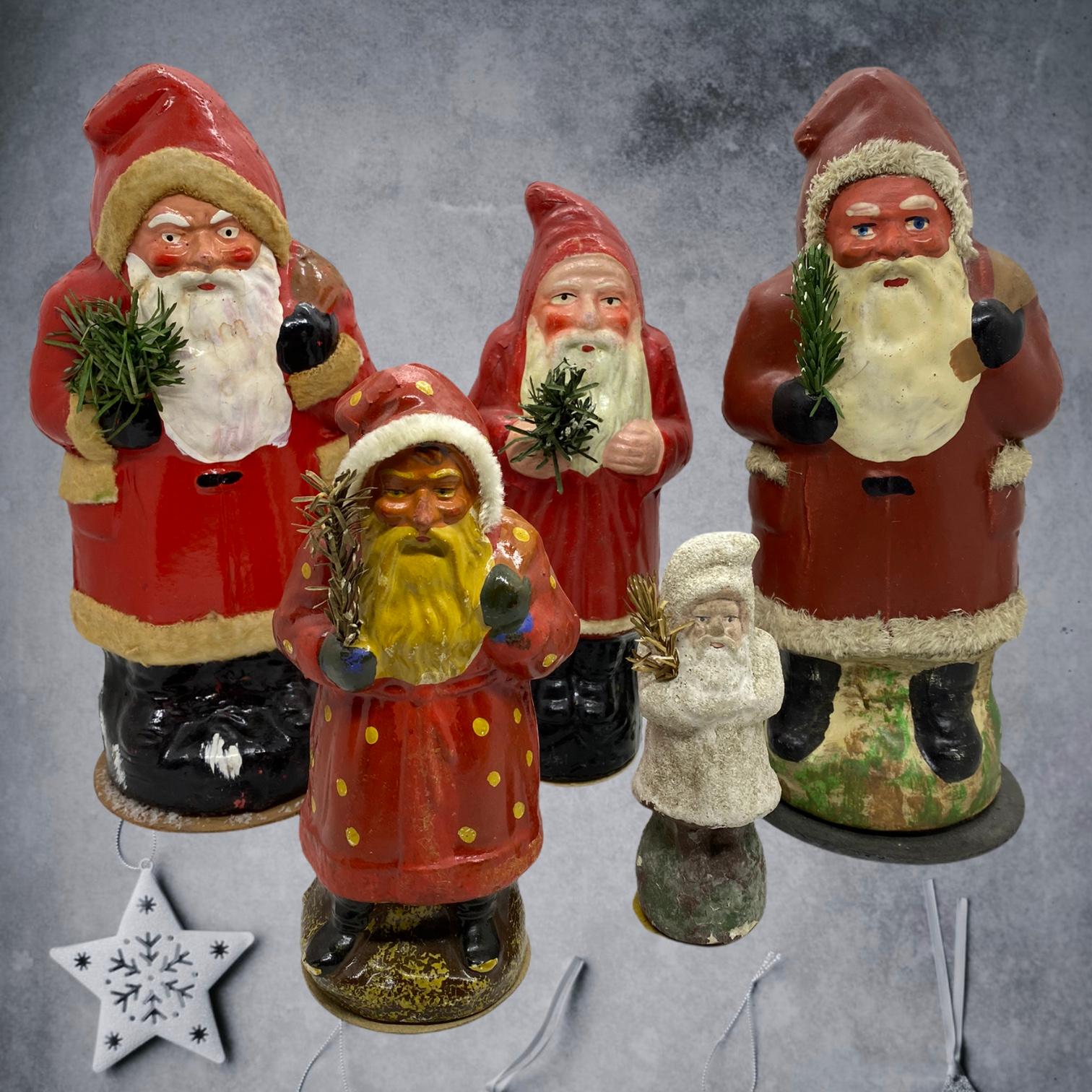 Collection of Five Santa Claus Belsnickle Candy Container German ...
