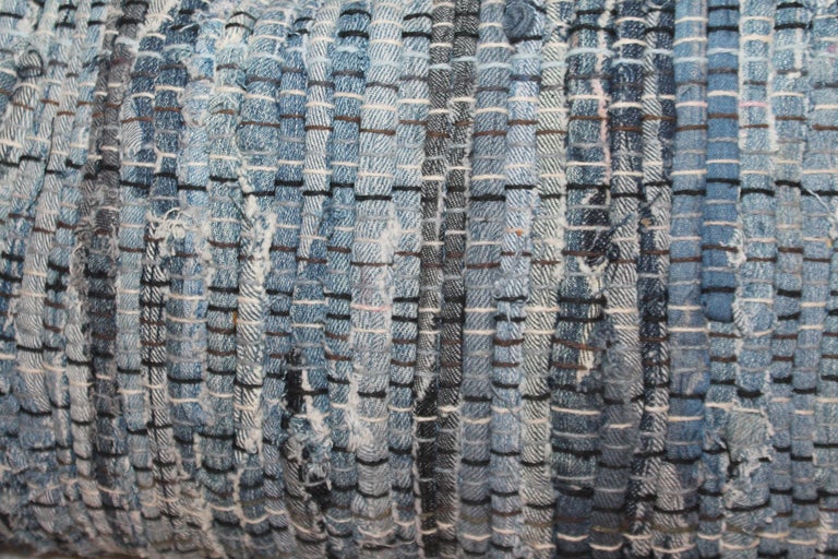 Collection of Four Blue Rag Rug Pillows at 1stDibs