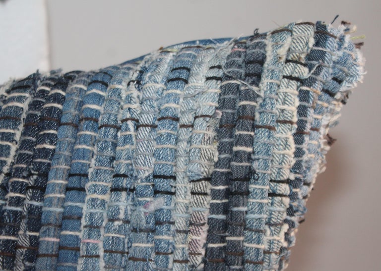 Collection of Four Blue Rag Rug Pillows at 1stDibs