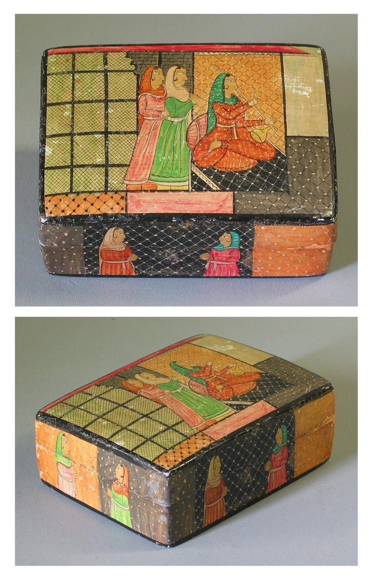 Collection of Four Kashmiri Painted Papier Mâché Boxes, Early 20th ...