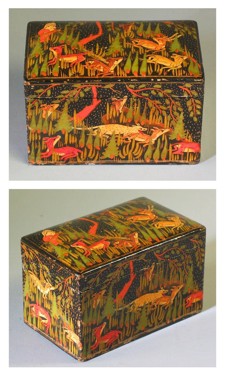 Collection of Four Kashmiri Painted Papier Mâché Boxes, Early 20th ...