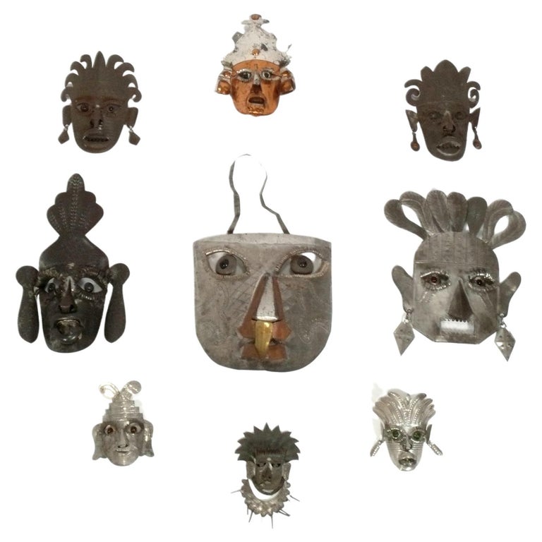 Collection of Handmade Mexican Folk Art Masks For Sale at 1stDibs