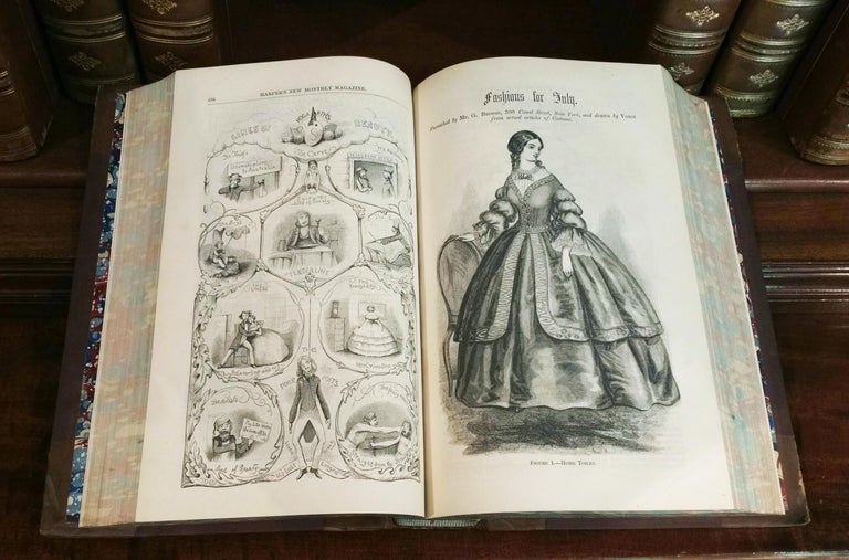 Collection of Leather Bound 19th C. Harper's ‘New Monthly Magazine ...