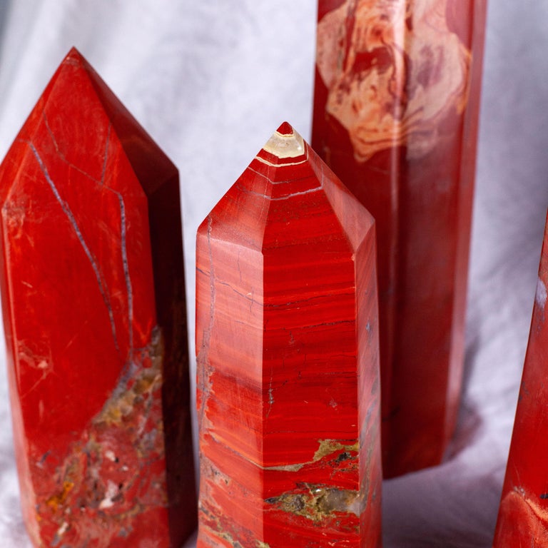 Collection of Natural Red Jasper Crystal Points / Towers / Obelisks For ...