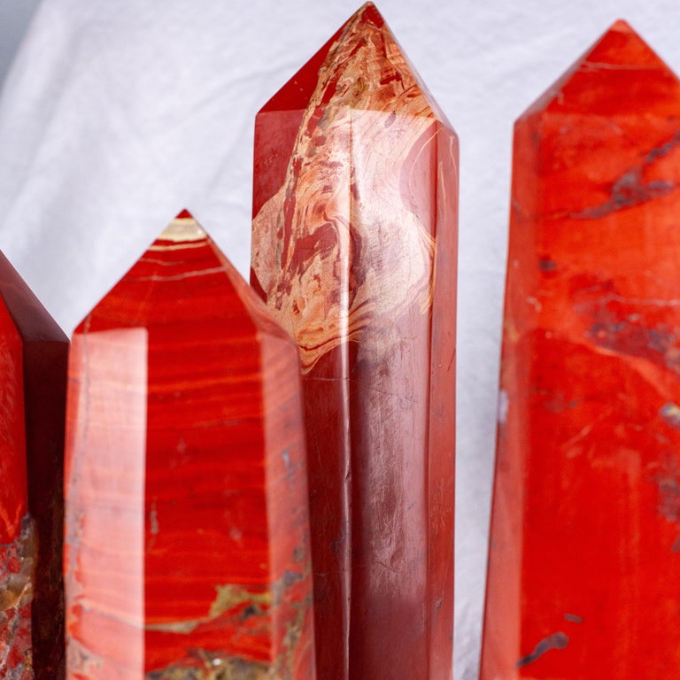 Collection of Natural Red Jasper Crystal Points / Towers / Obelisks For ...