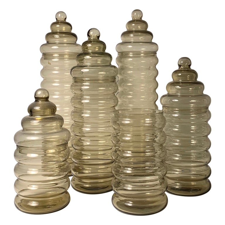 Collection of Orrefors Primula Glass Containers by Jacob Bang at 1stDibs