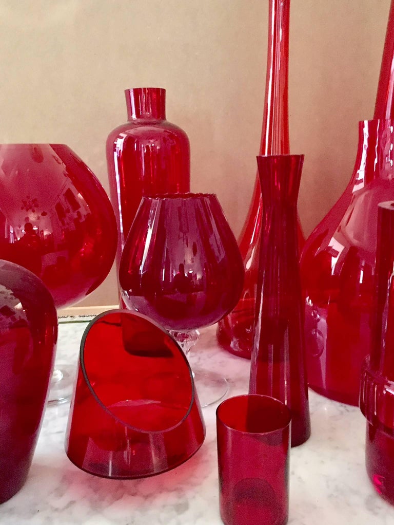 Collection of Red Glass Vases at 1stDibs