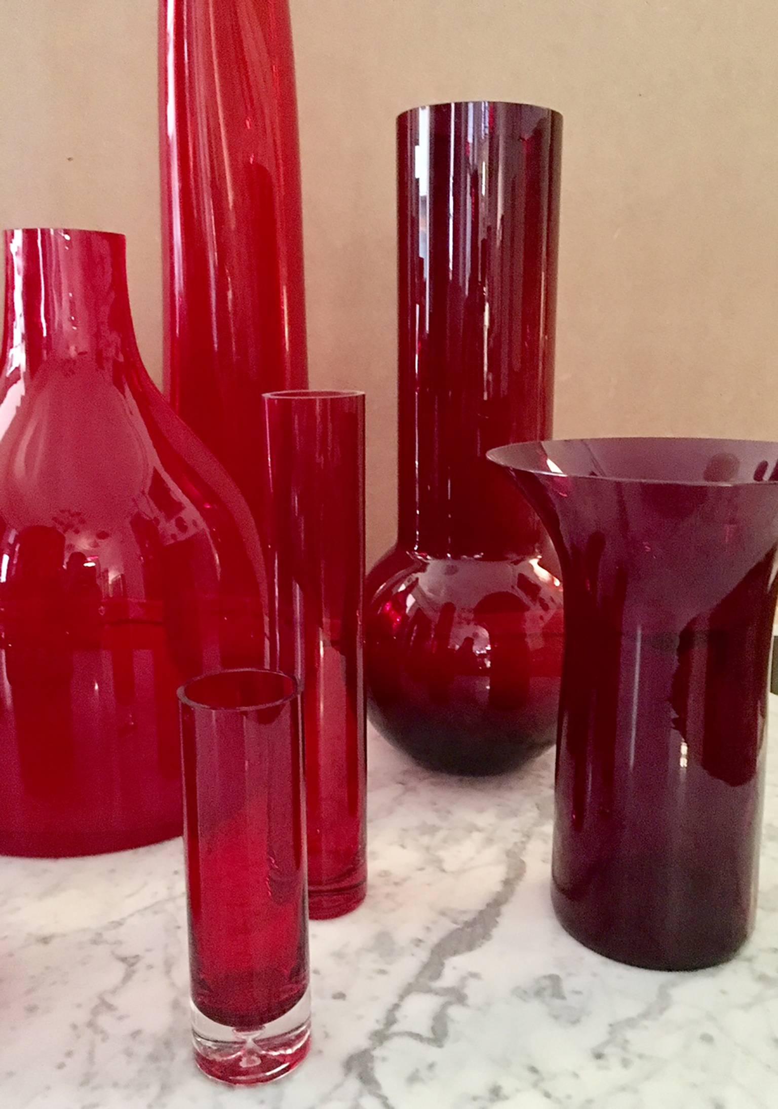 Collection of Red Glass Vases at 1stDibs | red glass vases for sale