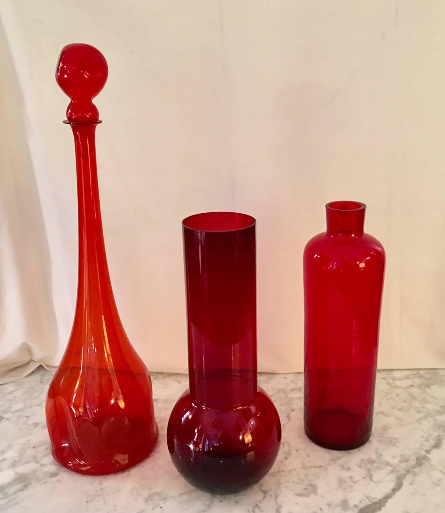 Collection of Red Glass Vases at 1stDibs | red glass vases for sale