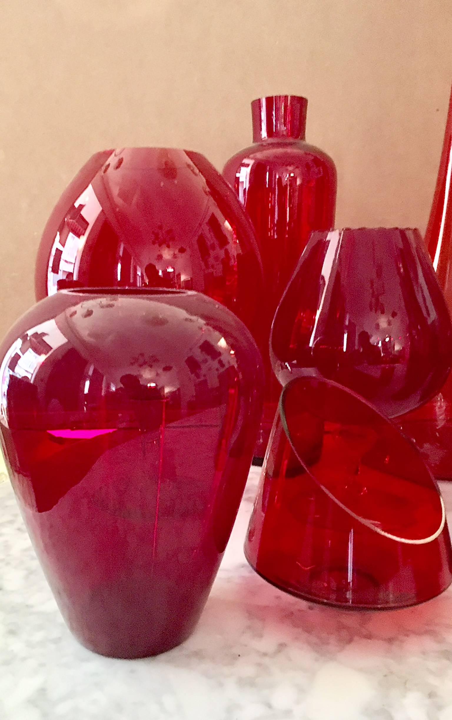 Collection of Red Glass Vases at 1stDibs | red glass vases for sale