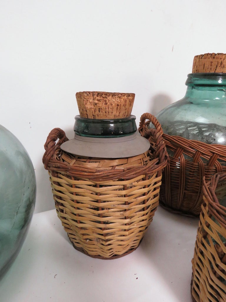 Collection of Seven Antique French Demijohn Carboy Bottles, circa 1930s ...