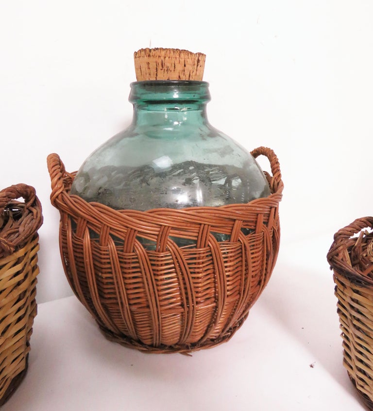 Collection of Seven Antique French Demijohn Carboy Bottles, circa 1930s ...
