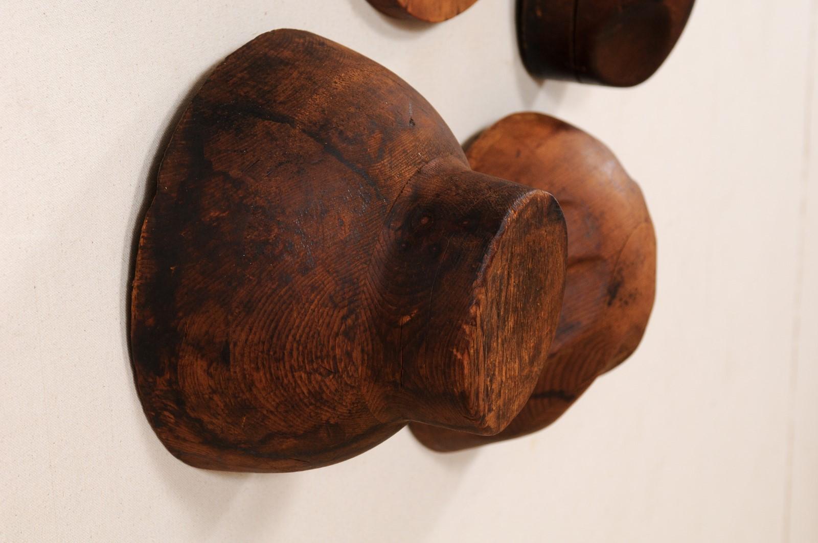 Collection of Seven Italian Hat Maker's Wood Molds from the Turn of the ...