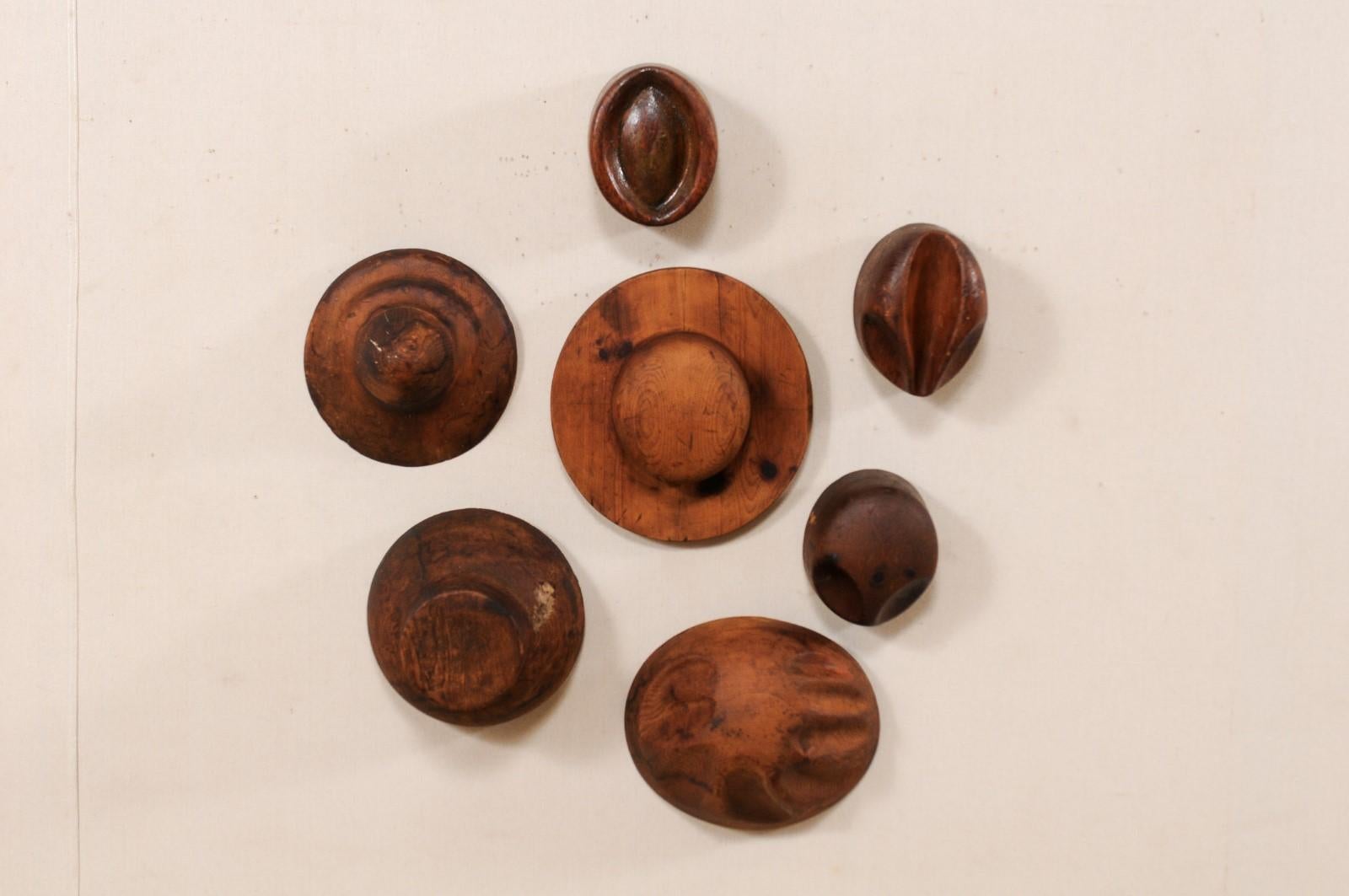 Collection of Seven Italian Hat Maker's Wood Molds from the Turn of the ...