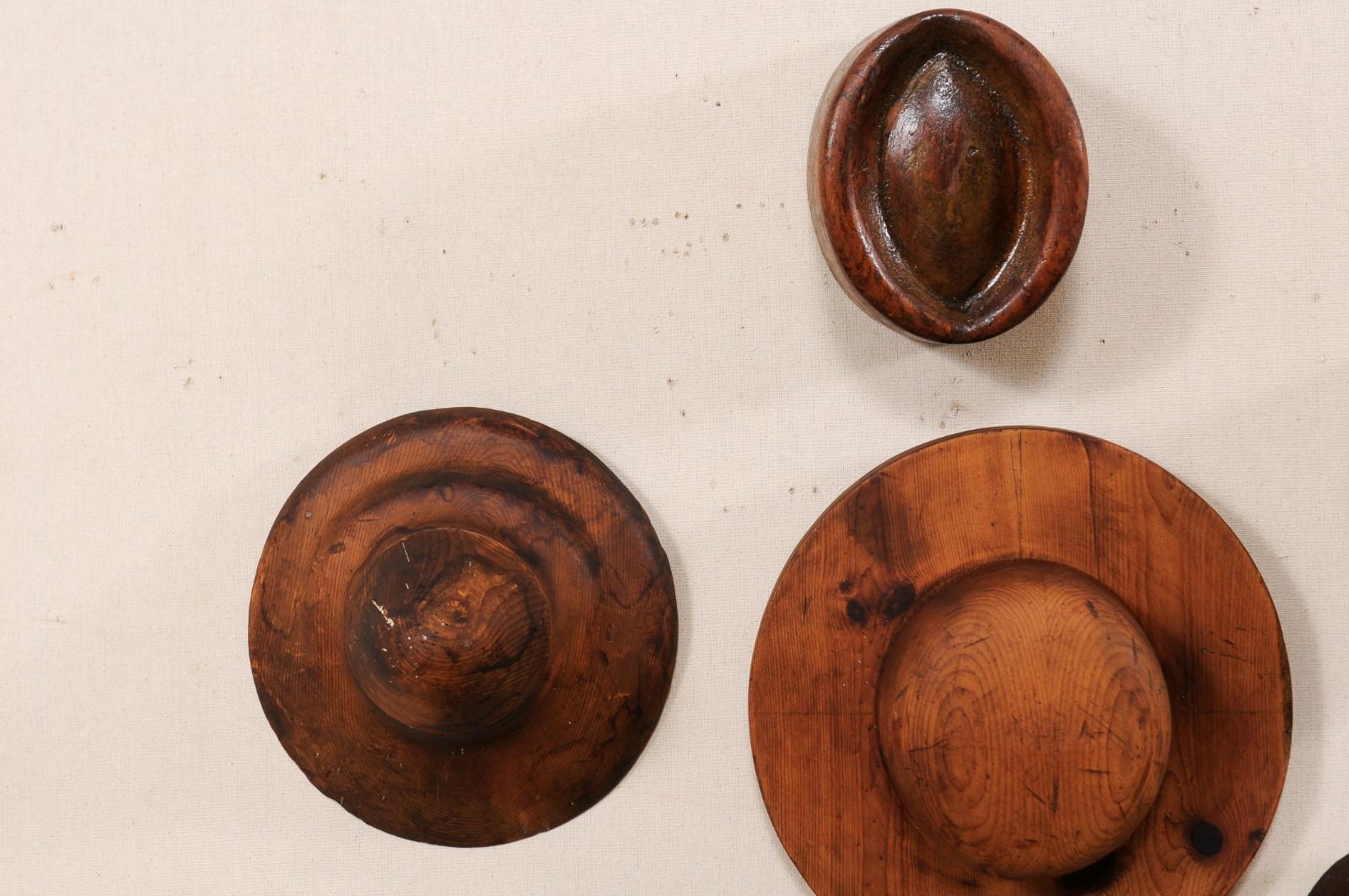 Collection of Seven Italian Hat Maker's Wood Molds from the Turn of the ...