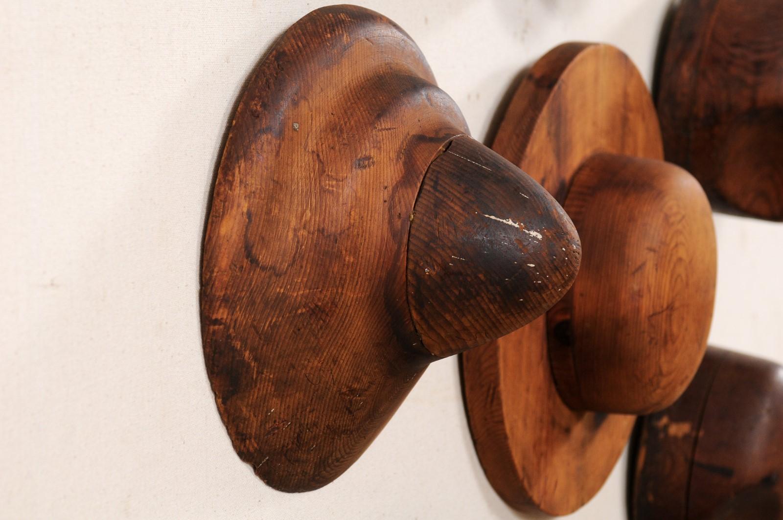 Collection of Seven Italian Hat Maker's Wood Molds from the Turn of the ...