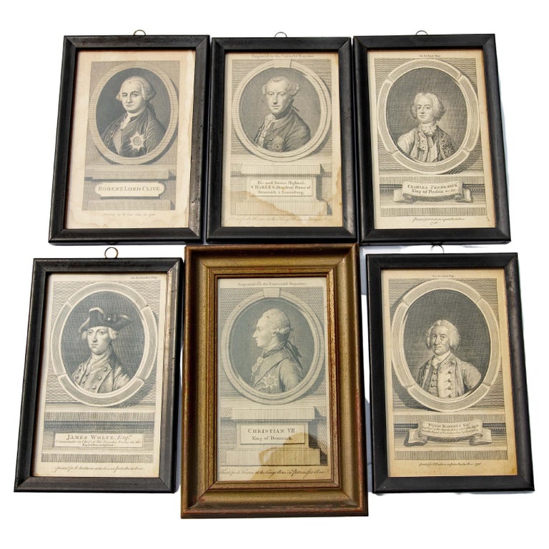 Collection de six portraits de noblesse européennes de style Mezzotint ...