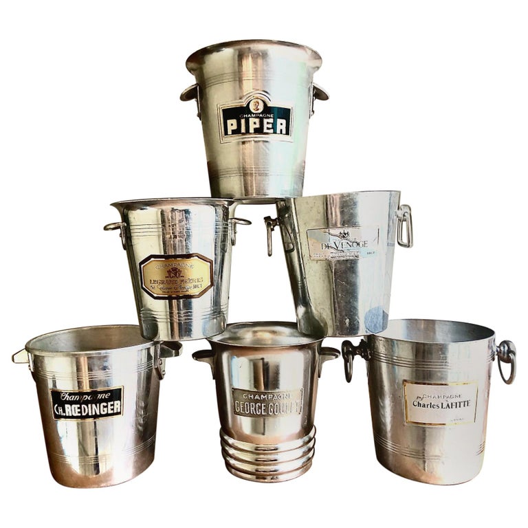 Collection of Six Marvellous Vintage Graphic Champagne Buckets Wine ...