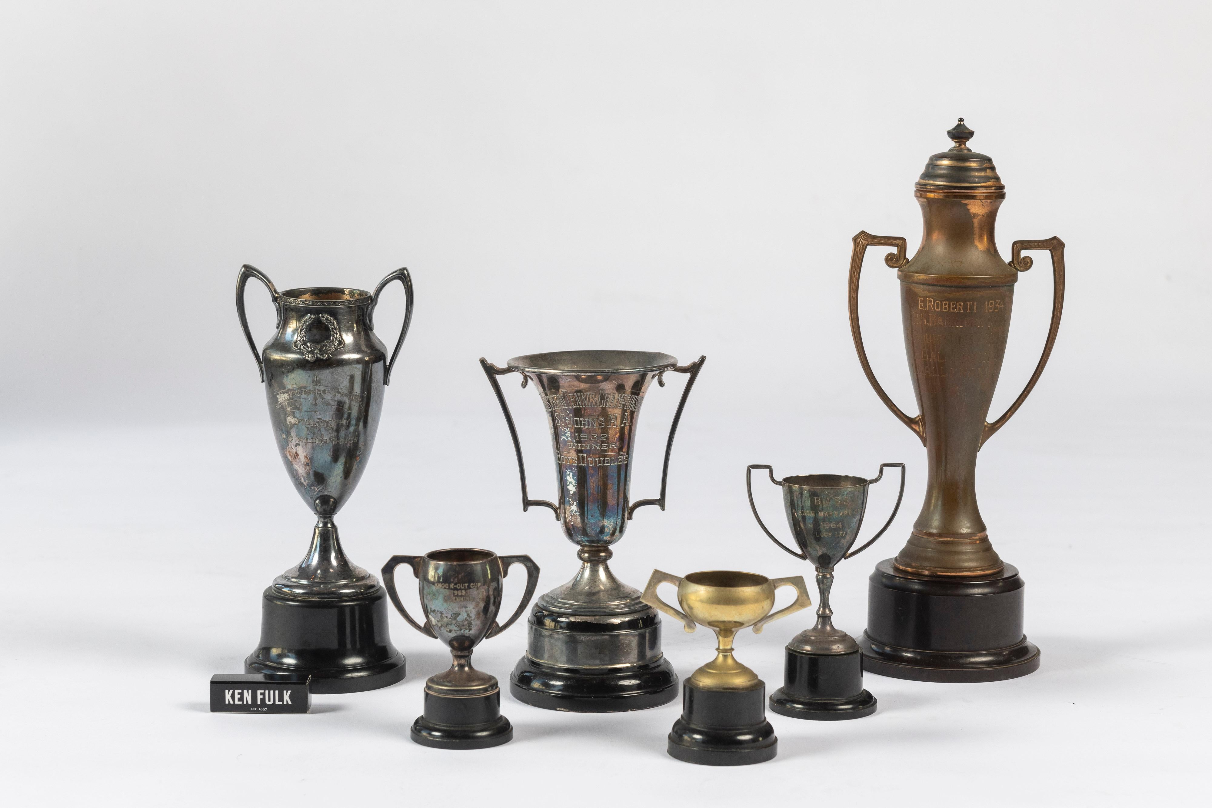 Collection of Six Vintage Metal-Plated Sports Trophies at 1stDibs