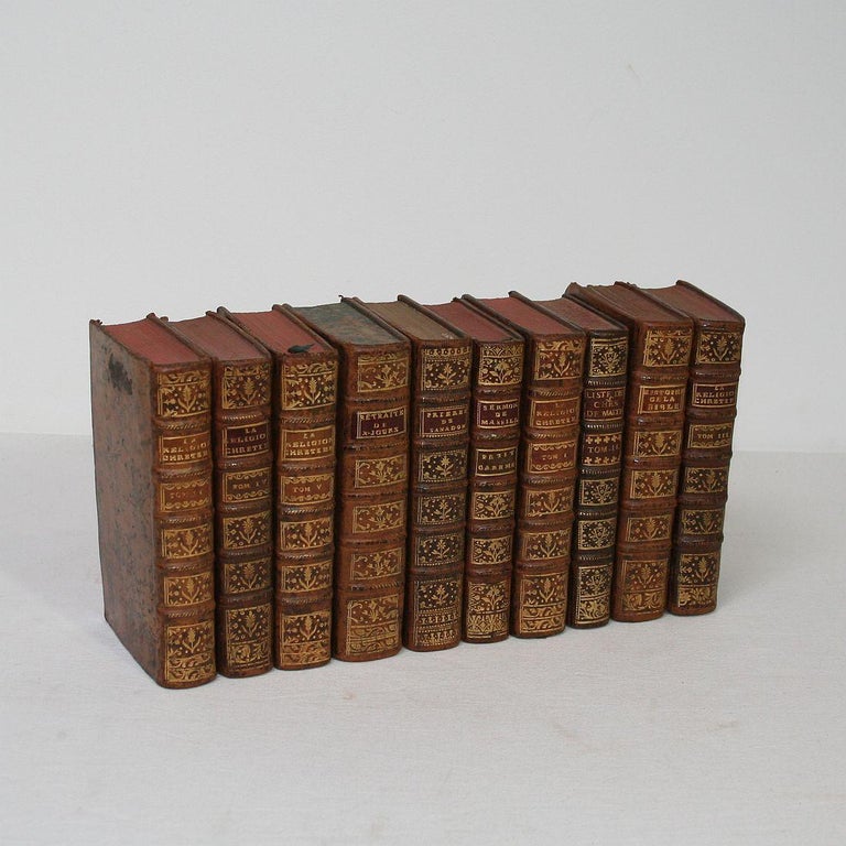 Collection of Ten French 18th Century Leather Books For Sale at 1stdibs