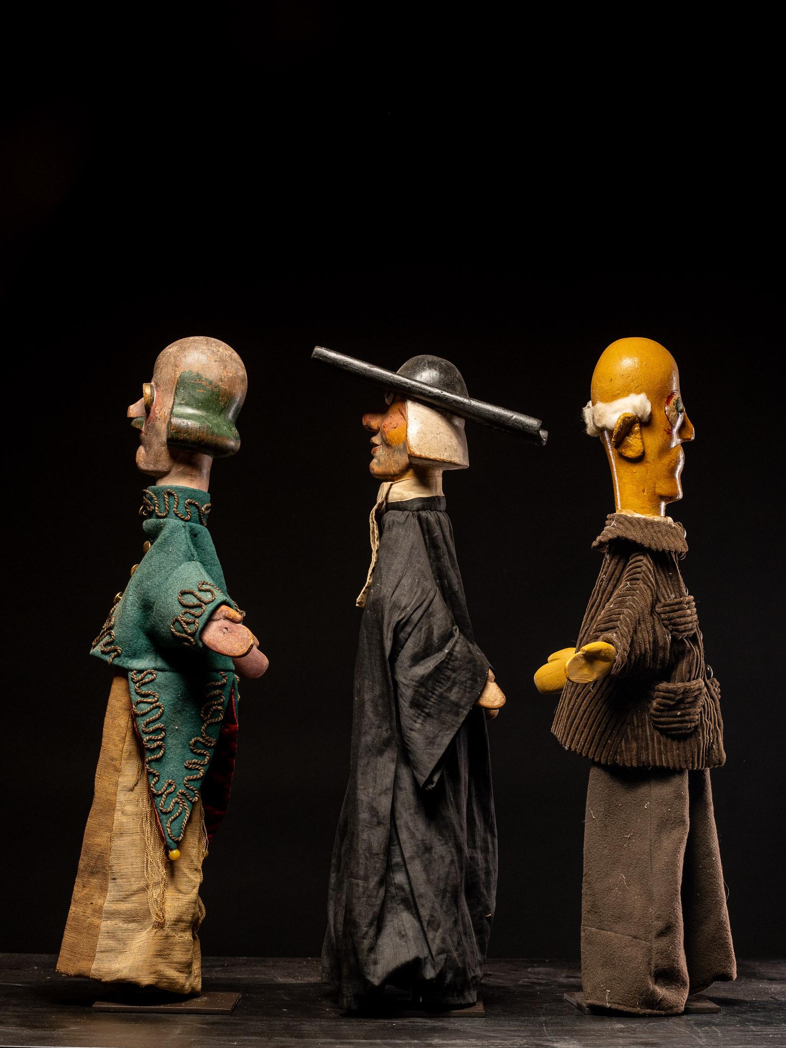 Collection of three 19th C French Glove Puppets in original condition ...