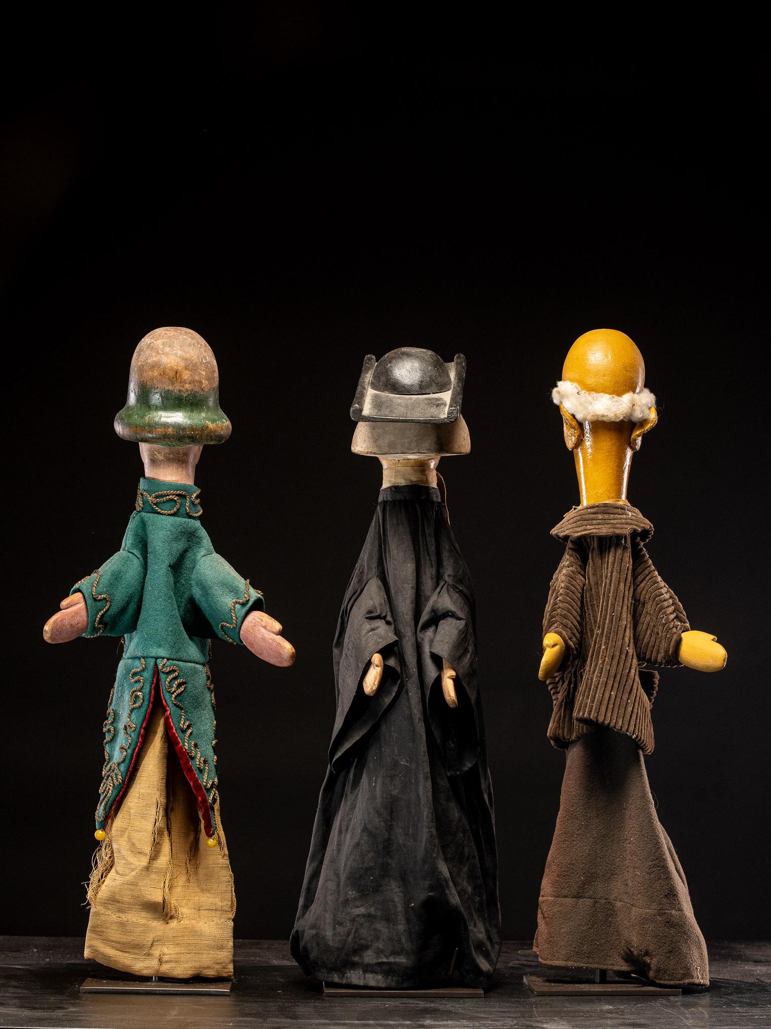 Collection of three 19th C French Glove Puppets in original condition ...