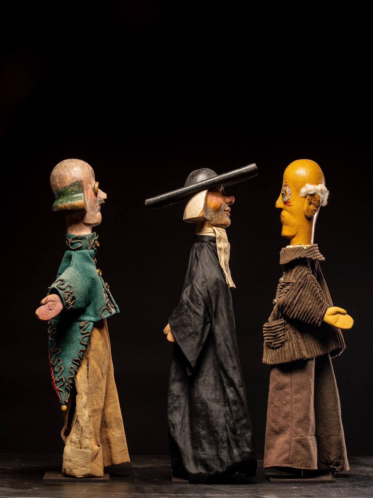 Collection of three 19th C French Glove Puppets in original condition ...