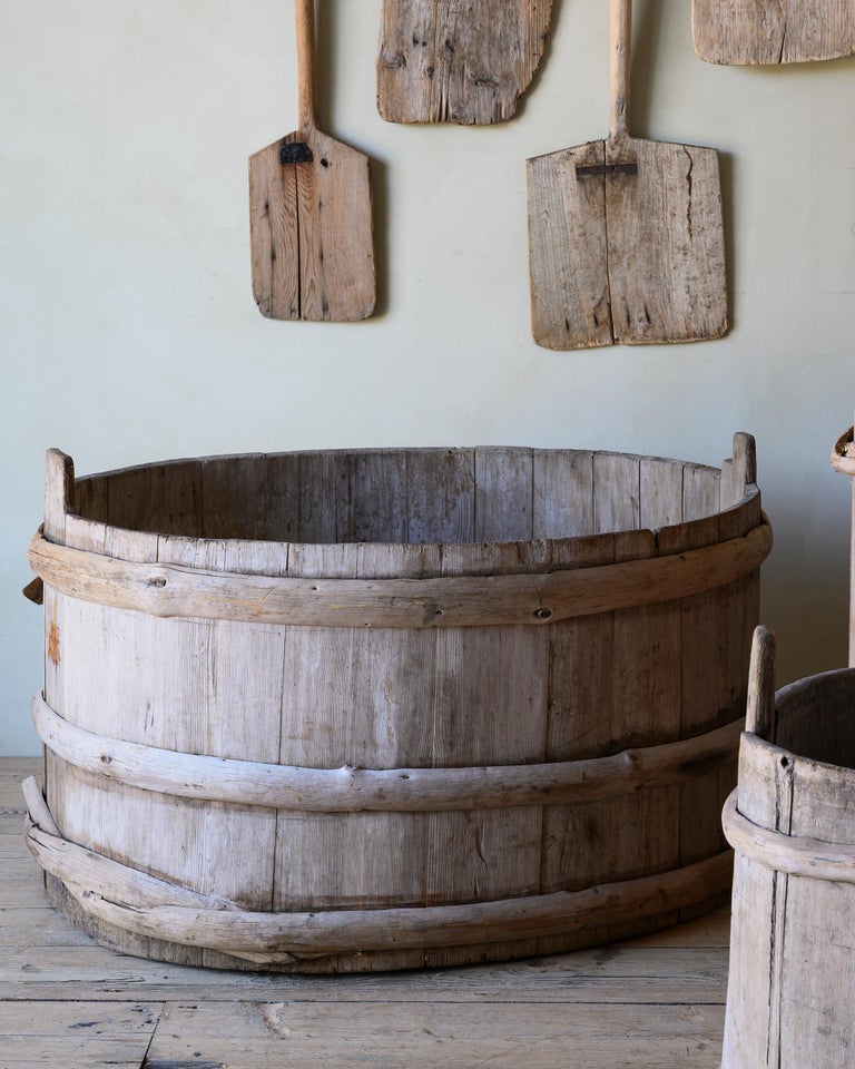 Collection of Three 19th Century Swedish Folk Art Wooden Barrels at 1stDibs
