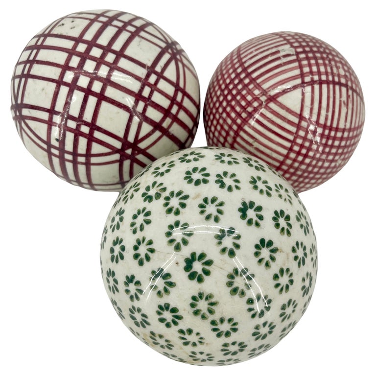 Collection of Three Antique Scottish Carpet Rug Balls, Late 19th ...