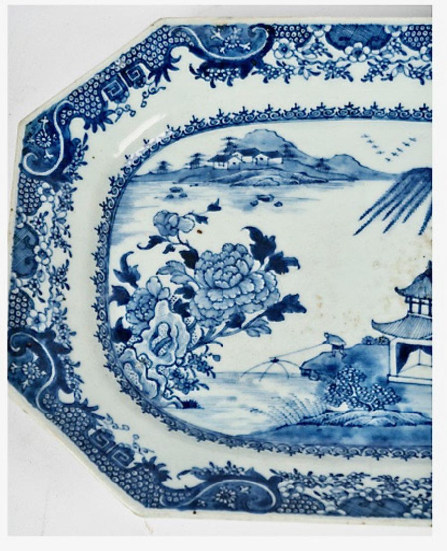 Collection of three Chinese Export Blue and White Platters For Sale at ...