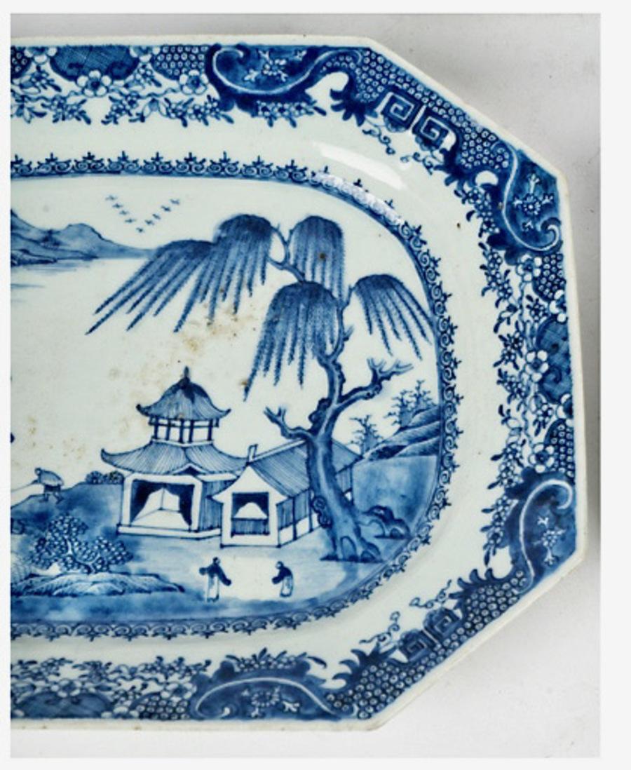 Collection of three Chinese Export Blue and White Platters For Sale at ...