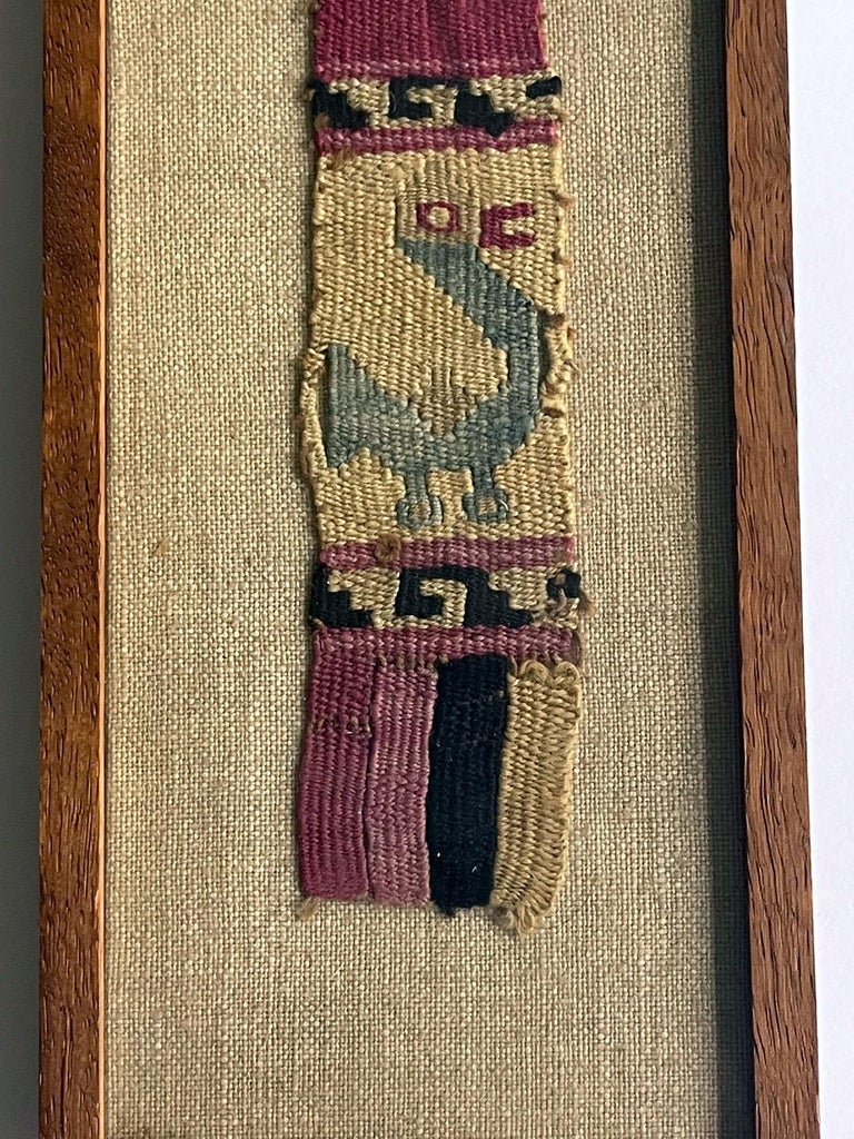 Collection of Three Framed Pre-Columbian Textile Fragment Bird Motifs ...