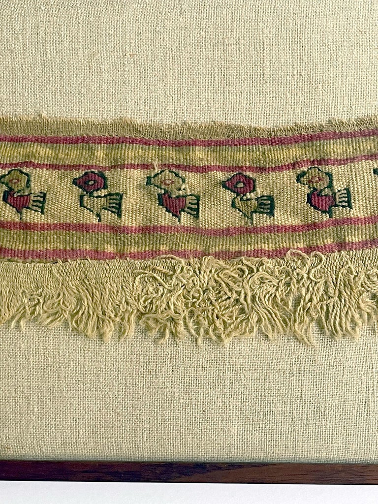 Collection of Three Framed Pre-Columbian Textile Fragment Bird Motifs ...