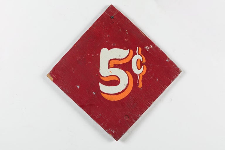 Collection of Three Vintage Carnival Midway Nickel Ride Red Signs For ...