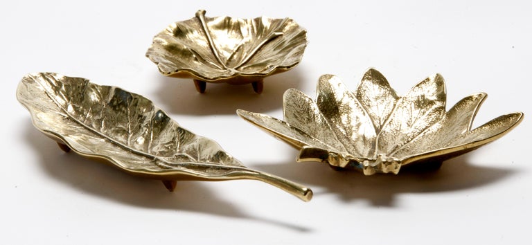 Collection of Virginia Metalcraft Cast Brass Leaf Trays/Set of 3 For ...