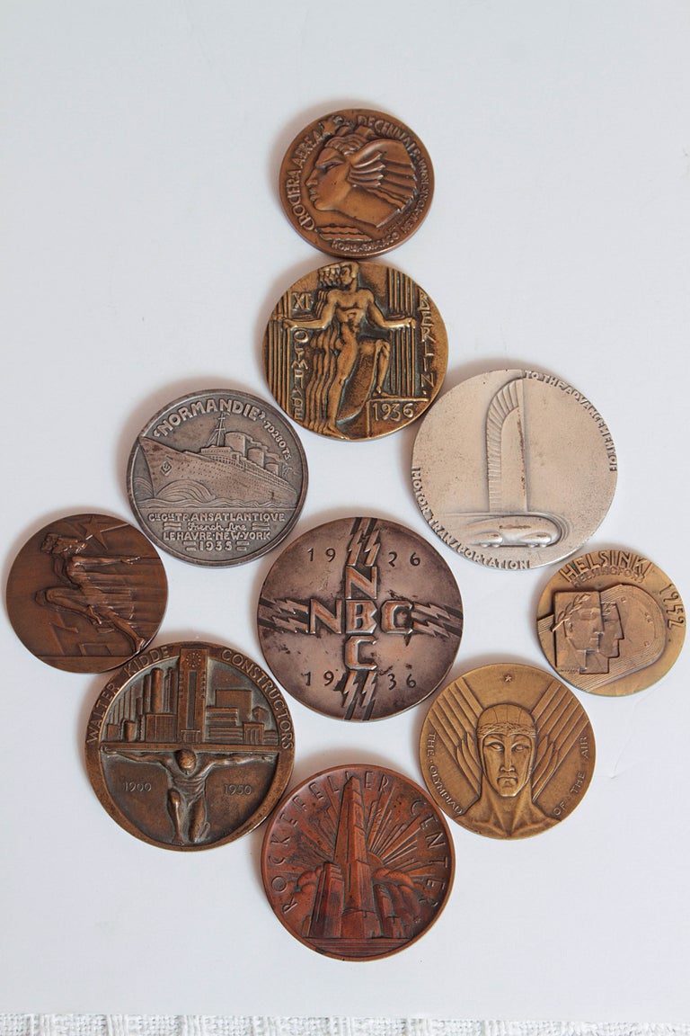Collection Original Iconic Mixed-Metal Art Deco Medallions For Sale at ...