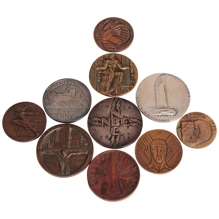 Collection Original Iconic Mixed-Metal Art Deco Medallions For Sale at ...