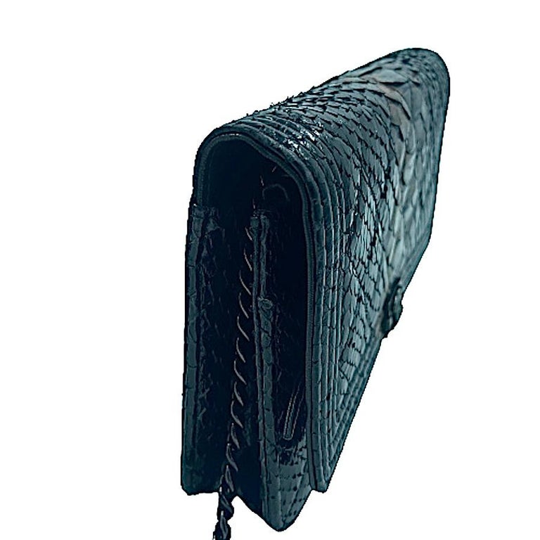 Collector CHANEL Wallet on Chain Bag in Black Python Leather For Sale ...