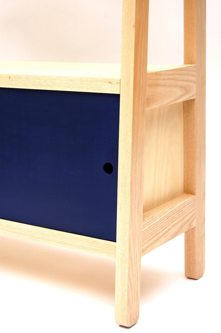 Collector Shelf in Ashwood with Blue Accents For Sale at 1stDibs