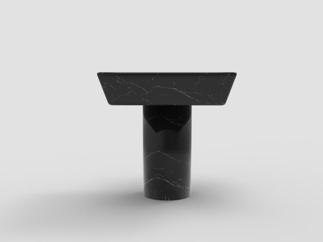 Collector Totem Side Table in Nero Marquina Marble For Sale at 1stDibs