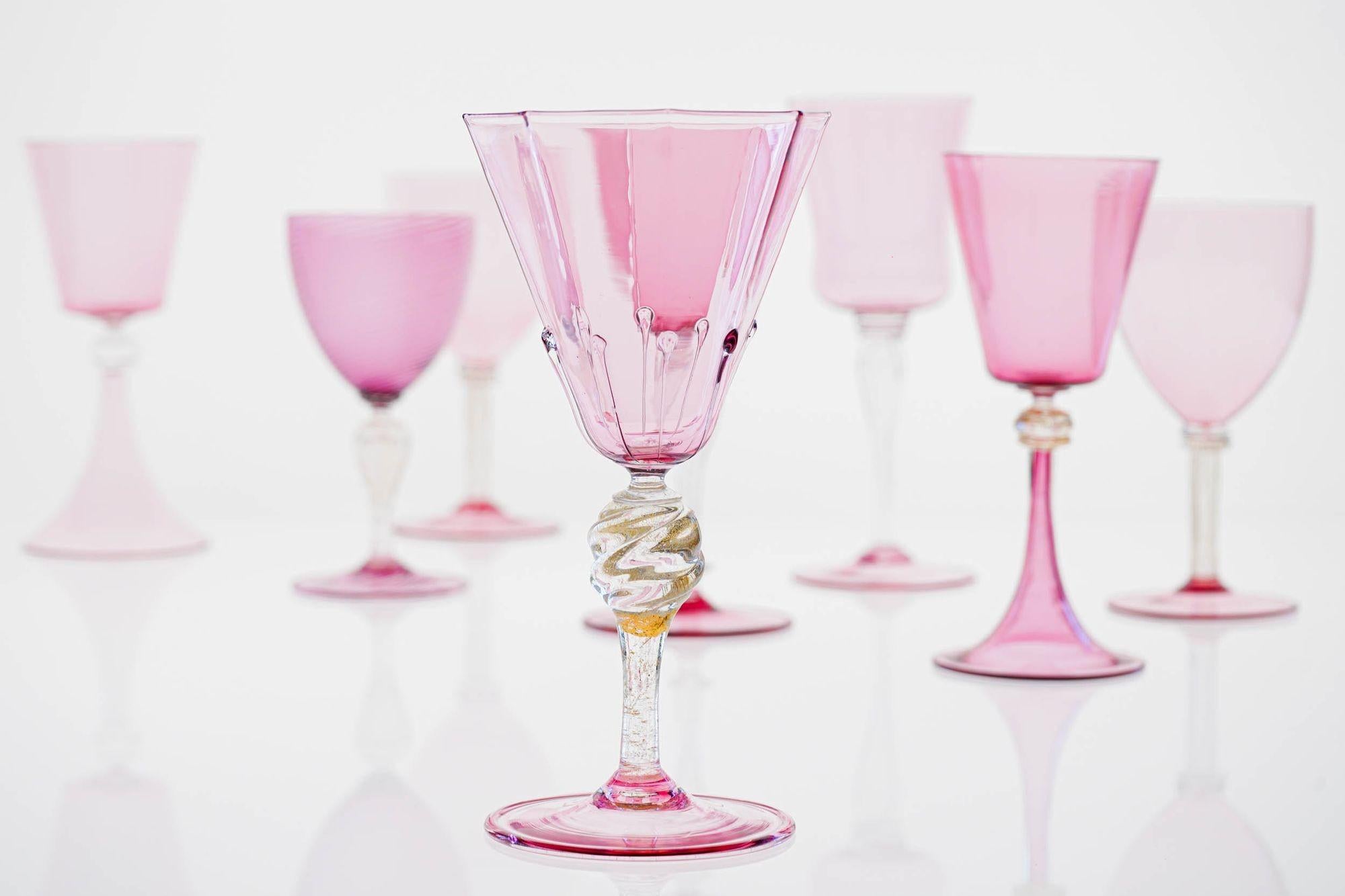 Collector's Eclectic Set. 8 Cenedese Wine Glass, Each in Different ...