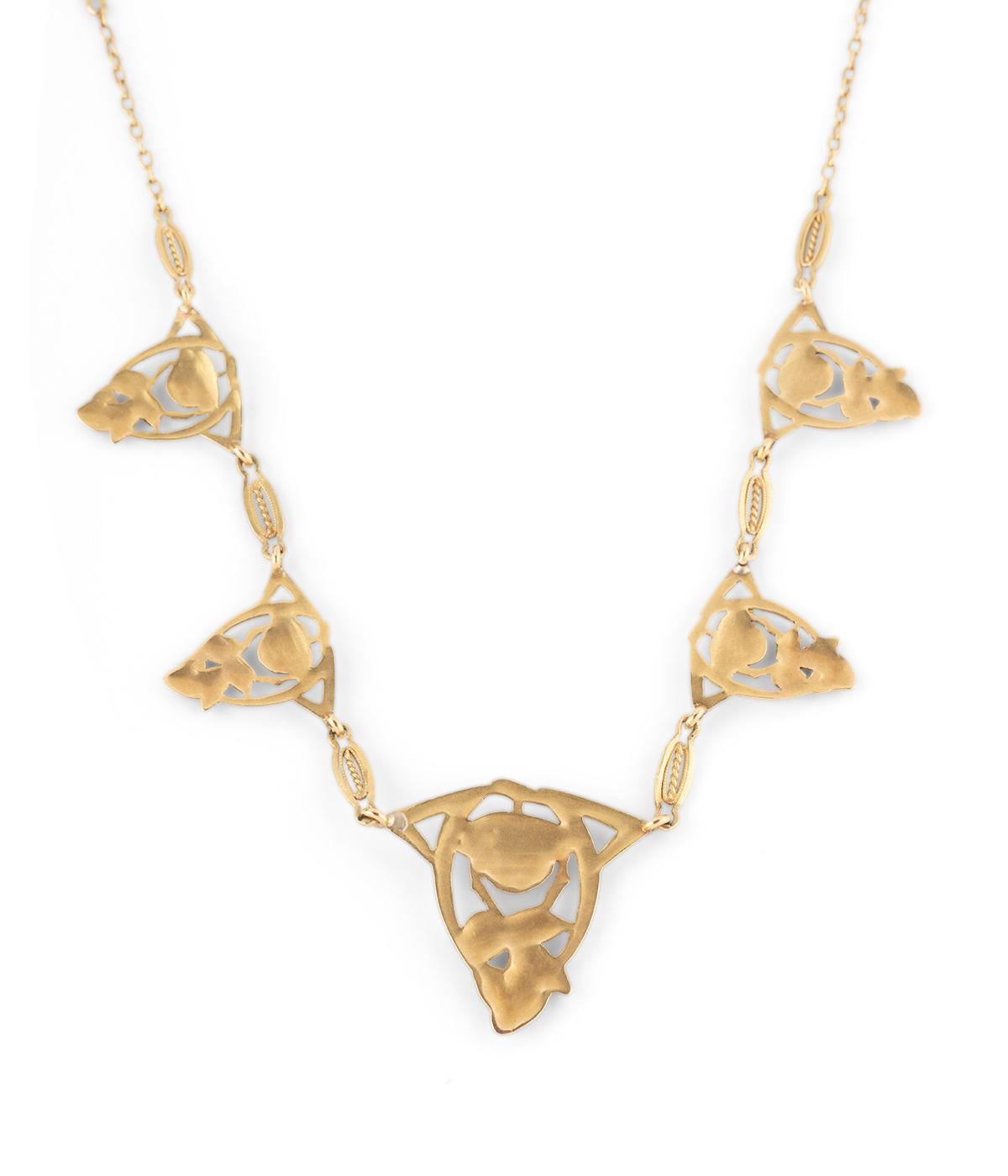 Collier collerette Art nouveau en or vert 18 carats For Sale at 1stDibs