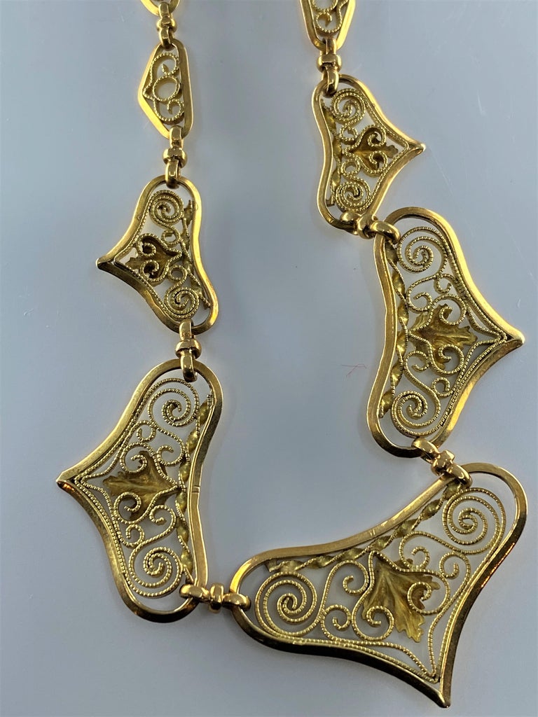 Collier Collerette En or 18 Carats, Décor De Feuilles Et Filigranes ...