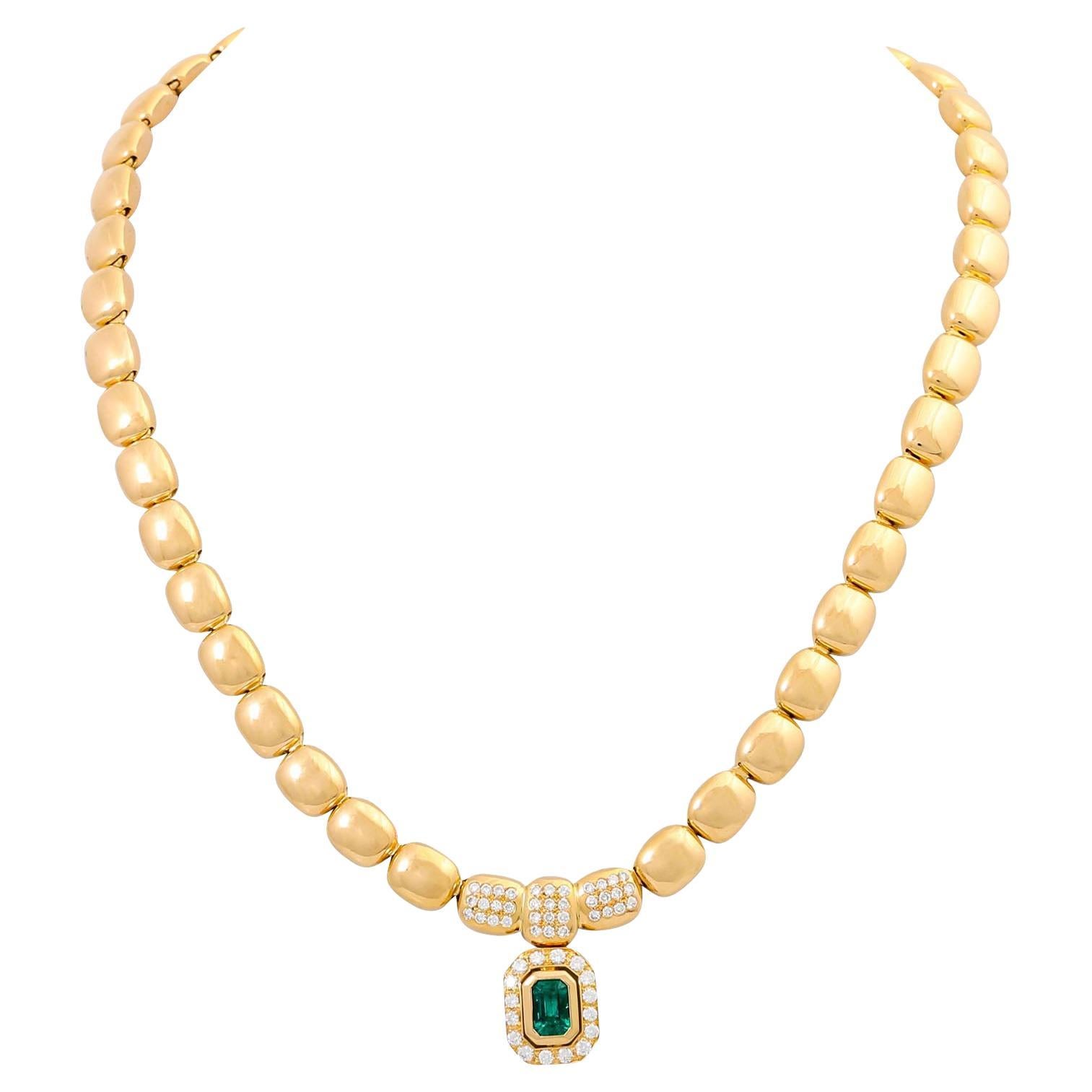 Cabochon Emerald and Diamond Collier For Sale at 1stDibs