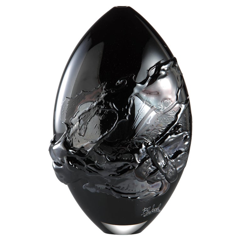 Colliery I, a Unique Black Abstract Textured Glass Vase by Bethany Wood ...