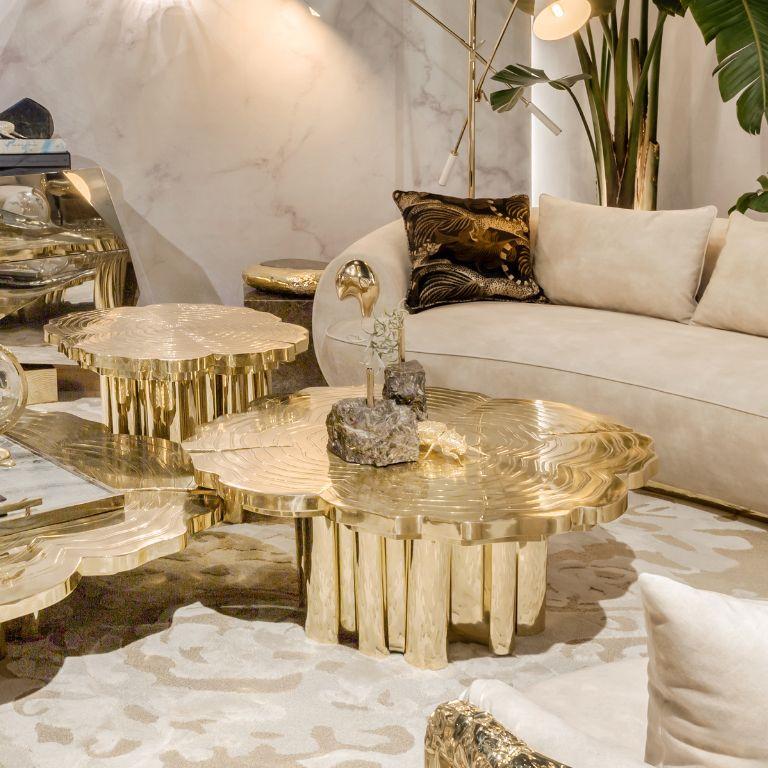 Collis I - Collis I: Biophilic Brass Plant Stand - Emperador Marble and ...