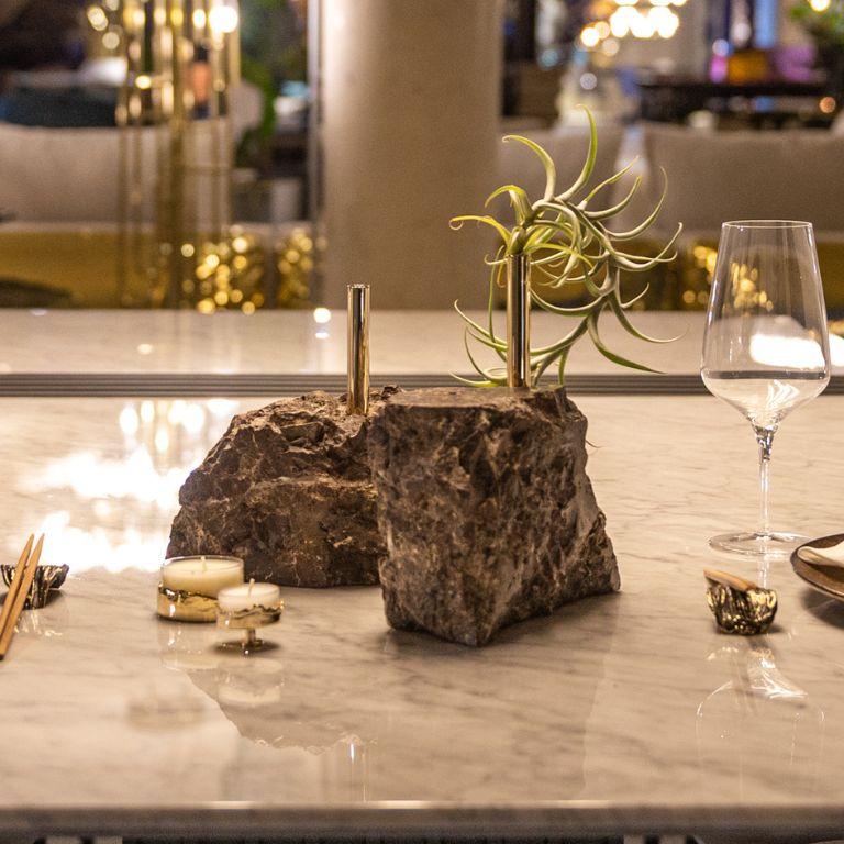 Collis II - Marble Vase | Plant stand | Center Piece | Marble Emperador ...