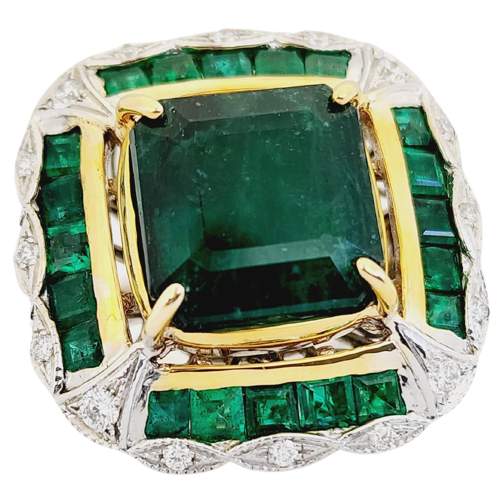 Colombian Cabochon Natural Emerald White Gold Diamond Ring 18 Karat For ...
