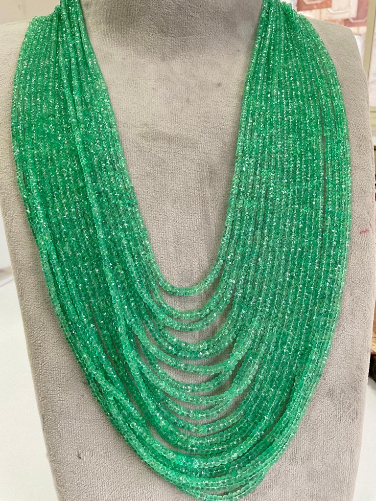 Colombian Emerald Beaded Jewelry Necklace Rondelle Beads Gem Quality ...