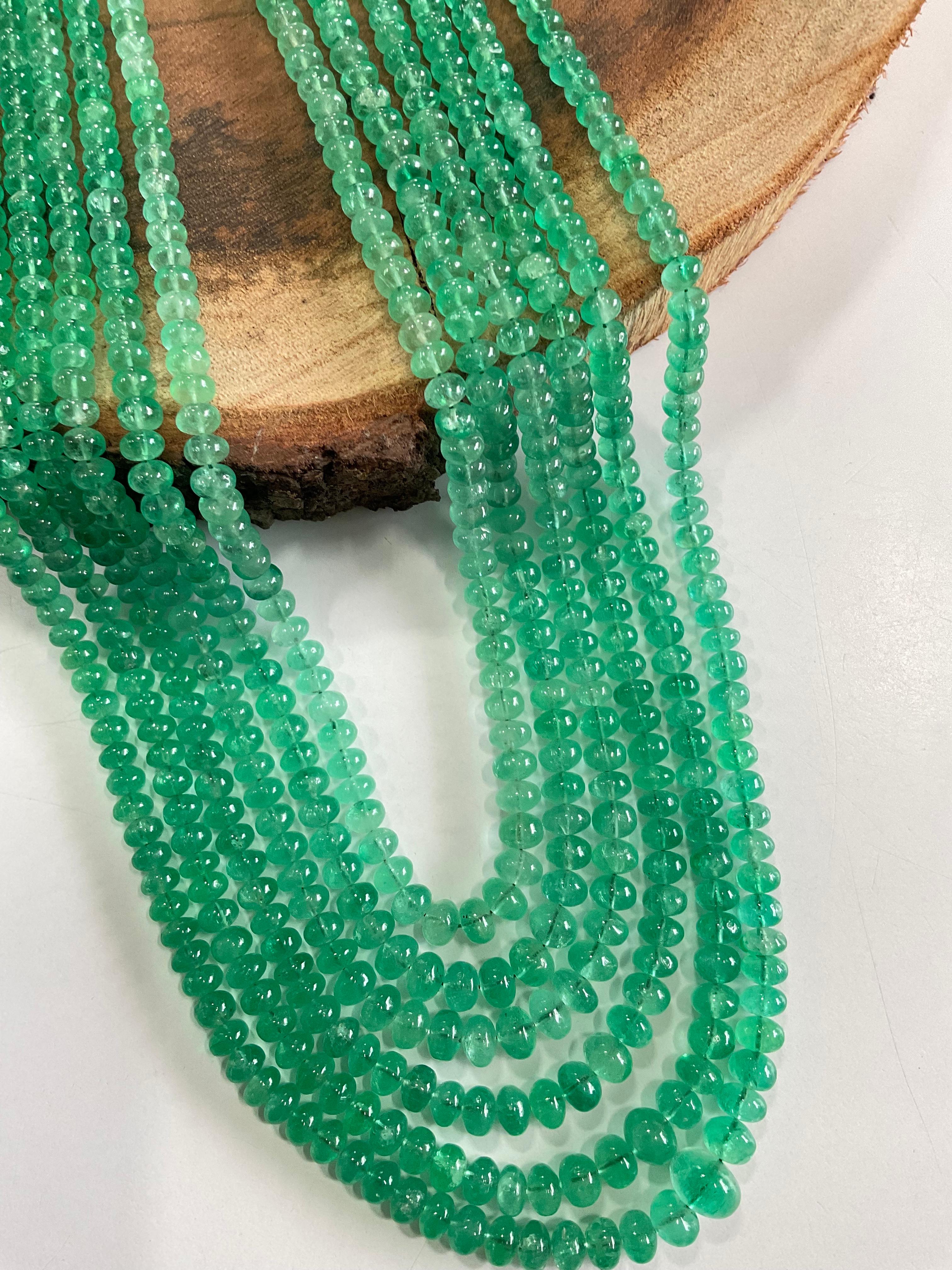 Colombian Emerald Beaded Jewelry Necklace Rondelle Beads Gem Quality ...